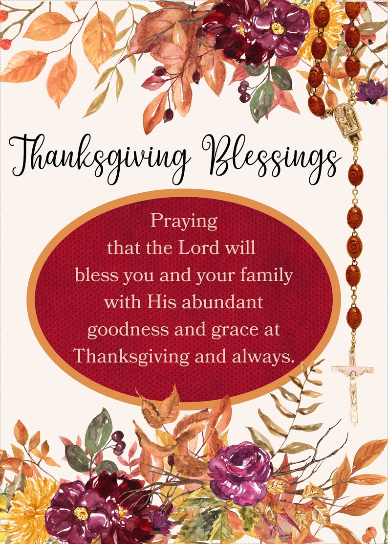 Printable Thanksgiving Card, Thanksgiving Blessings, Catholic Greeting ...