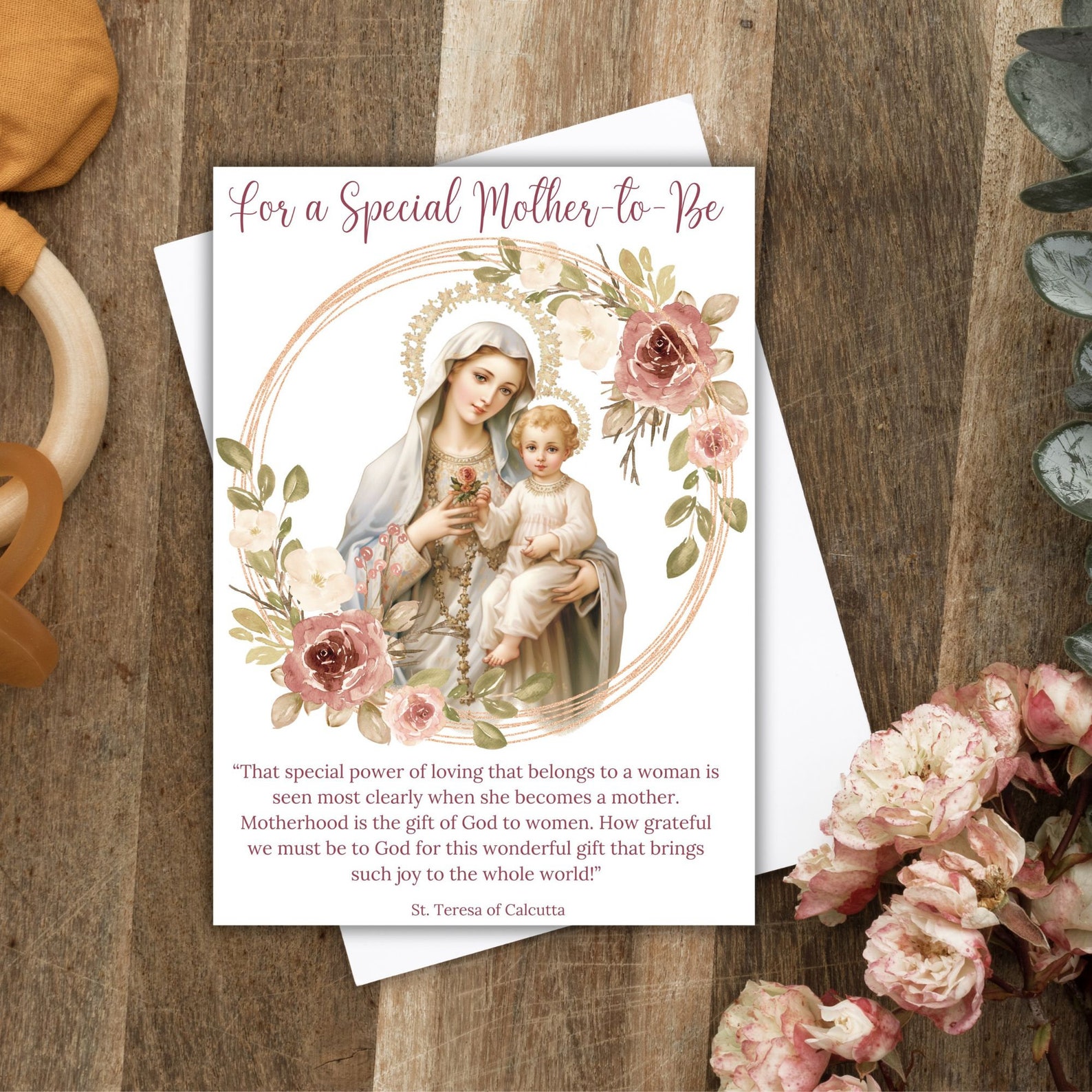 Catholic Baby Shower Card, Expectant Mother Card, Mary and Jesus ...