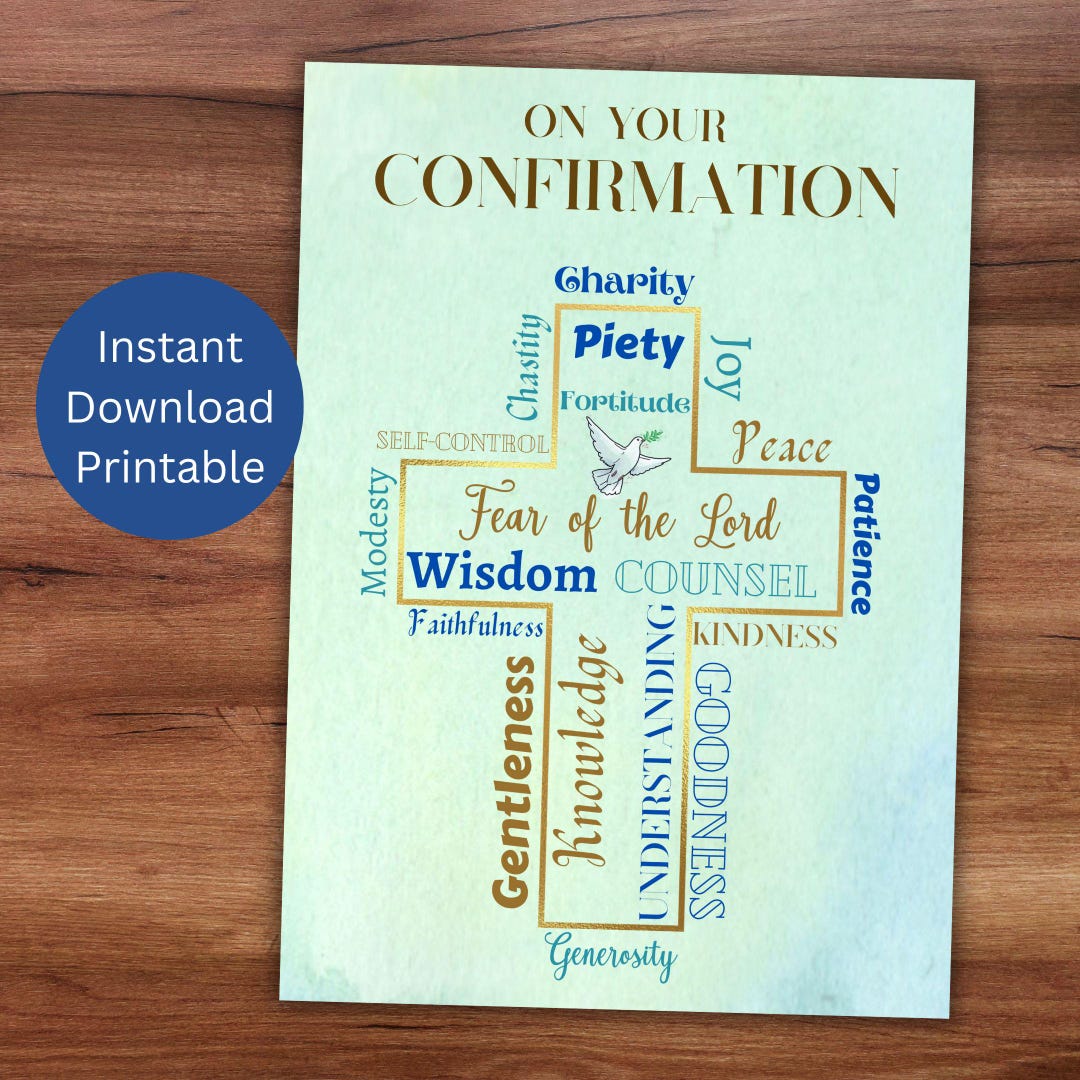 Confirmation Card / Catholic Confirmation Card / Printable Confirmation ...