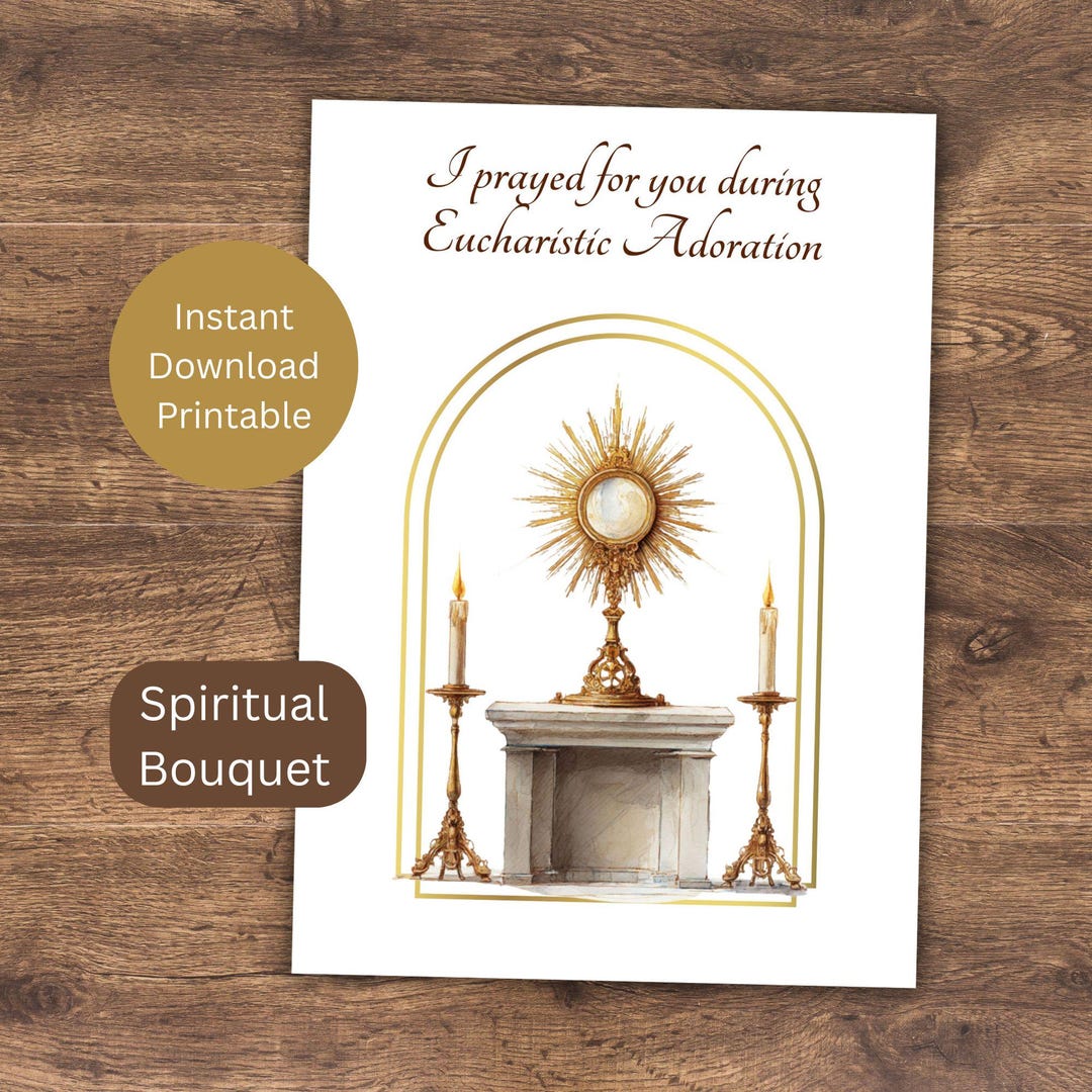 Eucharistic Adoration Spiritual Bouquet Printable, Catholic Prayer Card ...