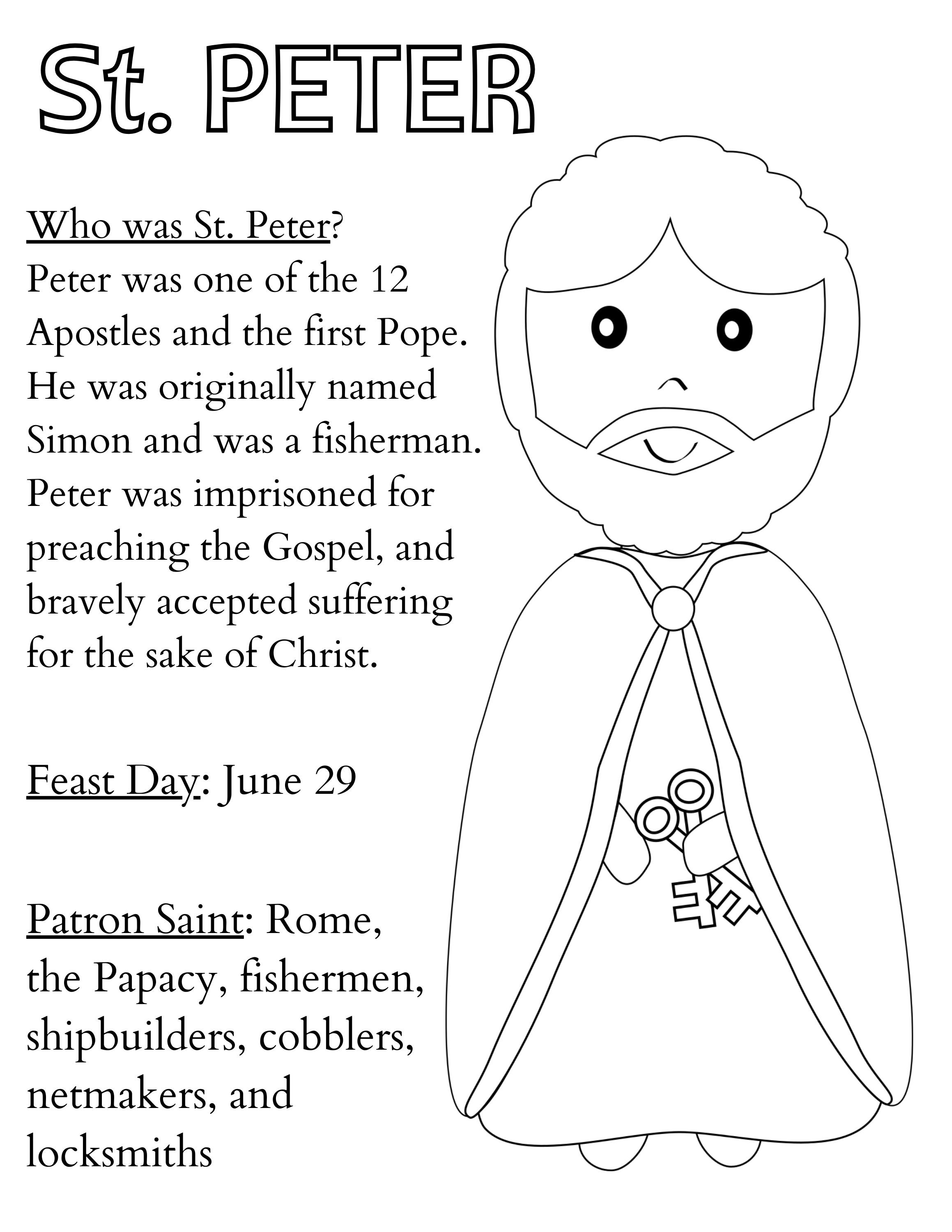 Printable Saint Peter and Saint Paul Coloring Pages, Catholic Saints ...