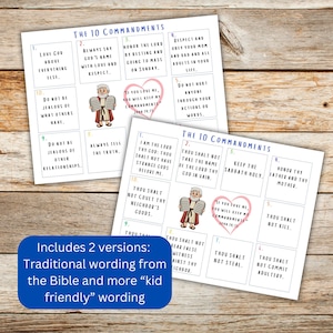Catholic Ten Commandments for Kids, Catholic Printable Poster, Faith ...