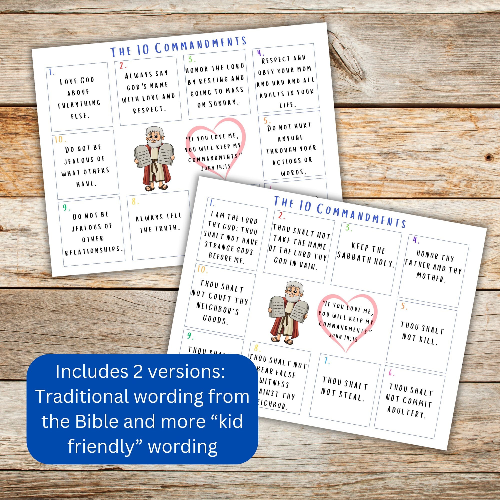 Catholic Ten Commandments for Kids, Catholic Printable Poster, Faith ...