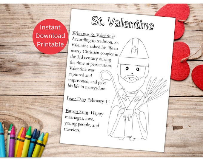 St. Valentine Coloring Sheet - Etsy Canada