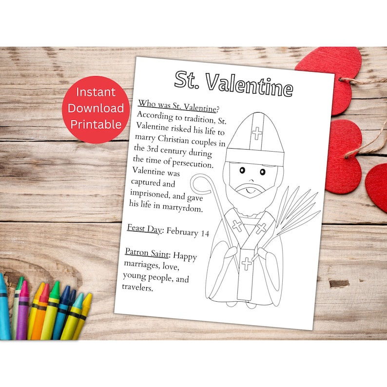 St. Valentine Coloring Page, Printable Saint Coloring, Catholic Kid's ...