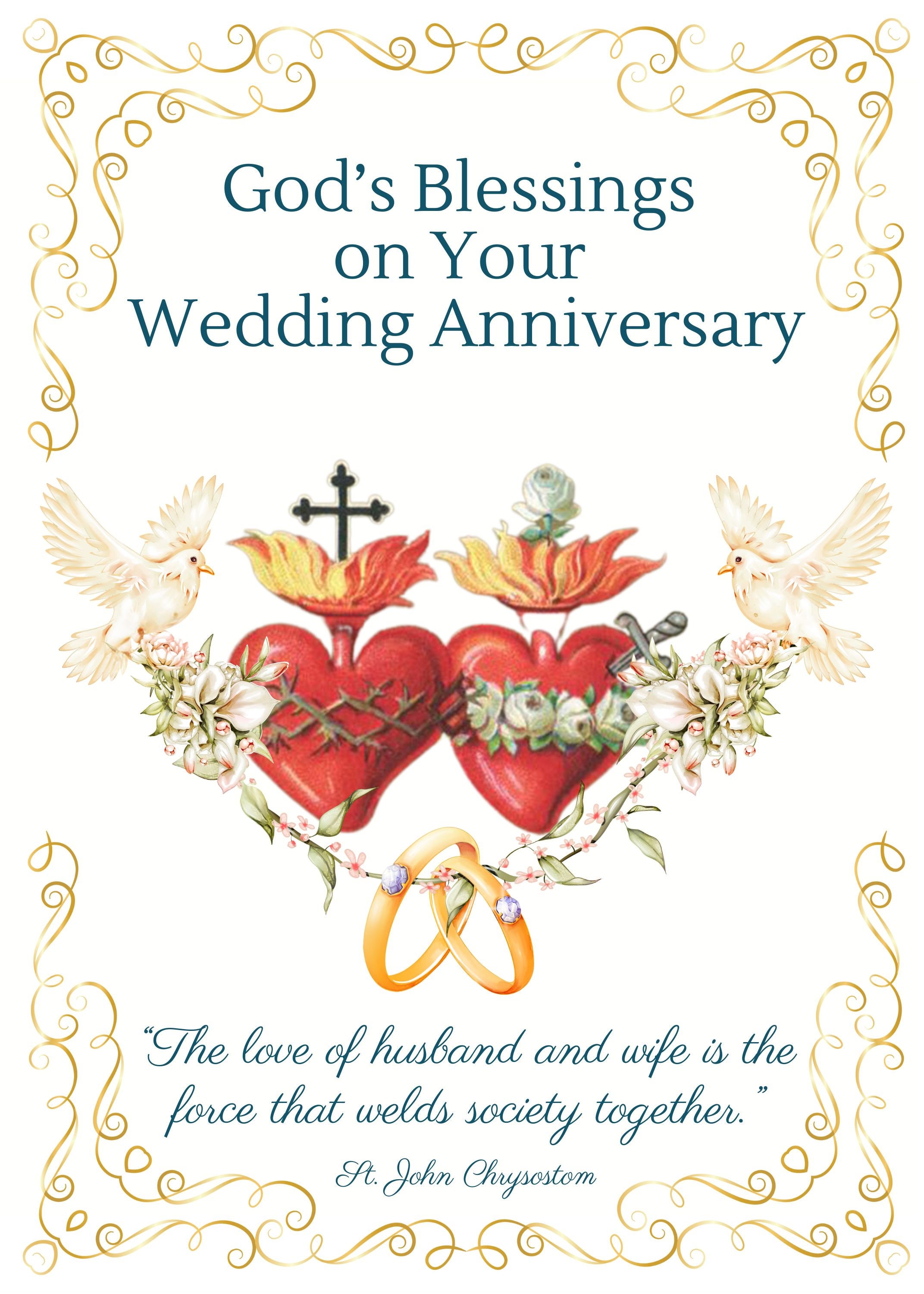 Catholic Wedding Anniversary Card, Printable Anniversary Greeting ...