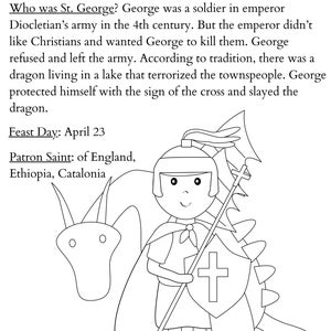St. George Coloring Page, Printable Saint Coloring, Catholic Kid's ...