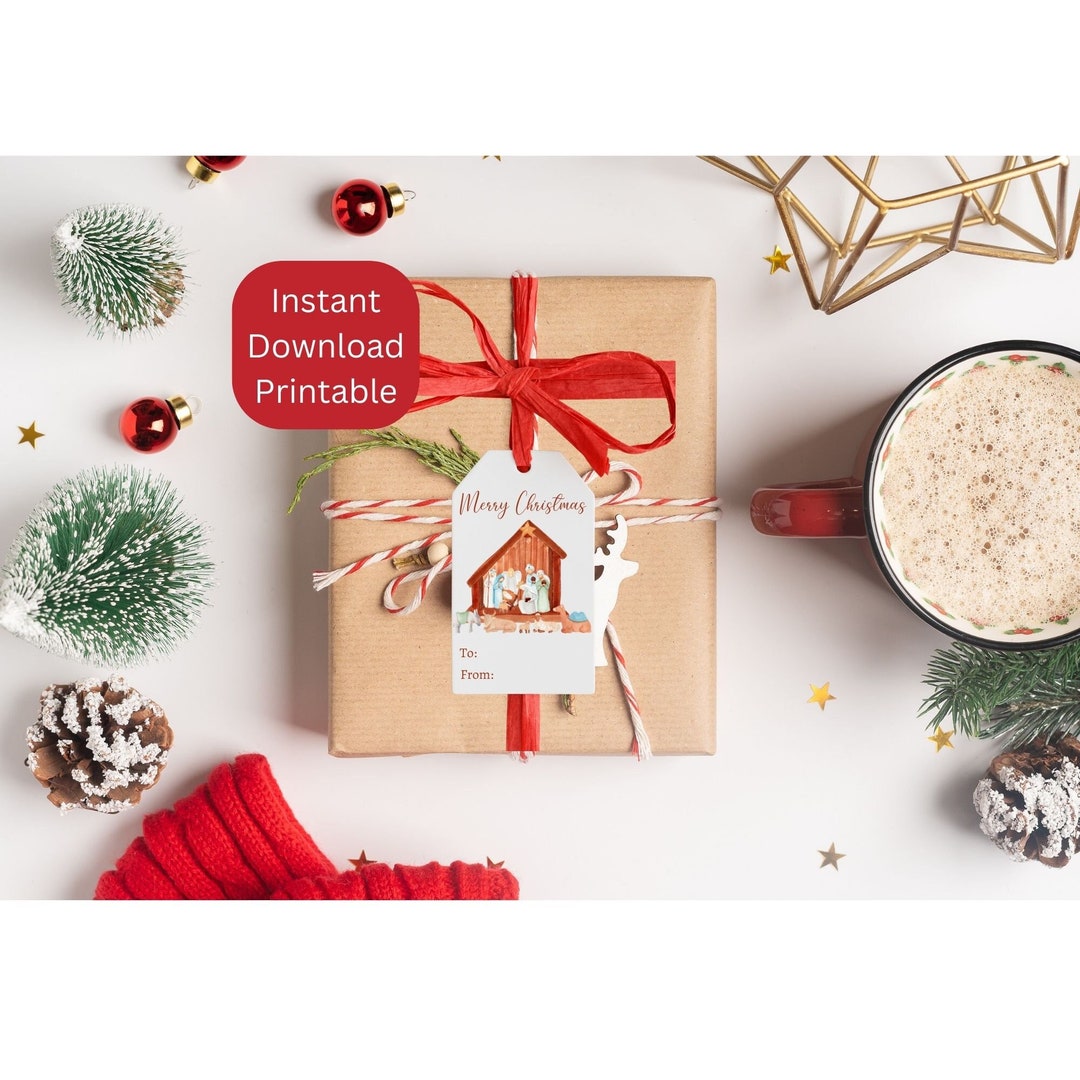 Printable Christmas Nativity Gift Tags, Catholic Gift, Christian ...