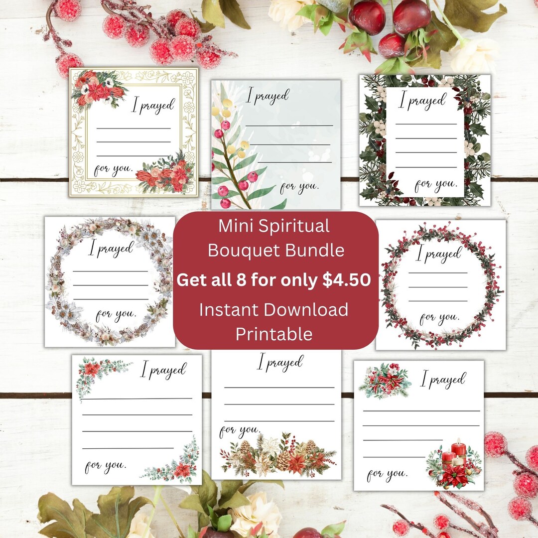 Bundle Mini Spiritual Bouquet Printable Cards / Catholic Gift / Prayer ...