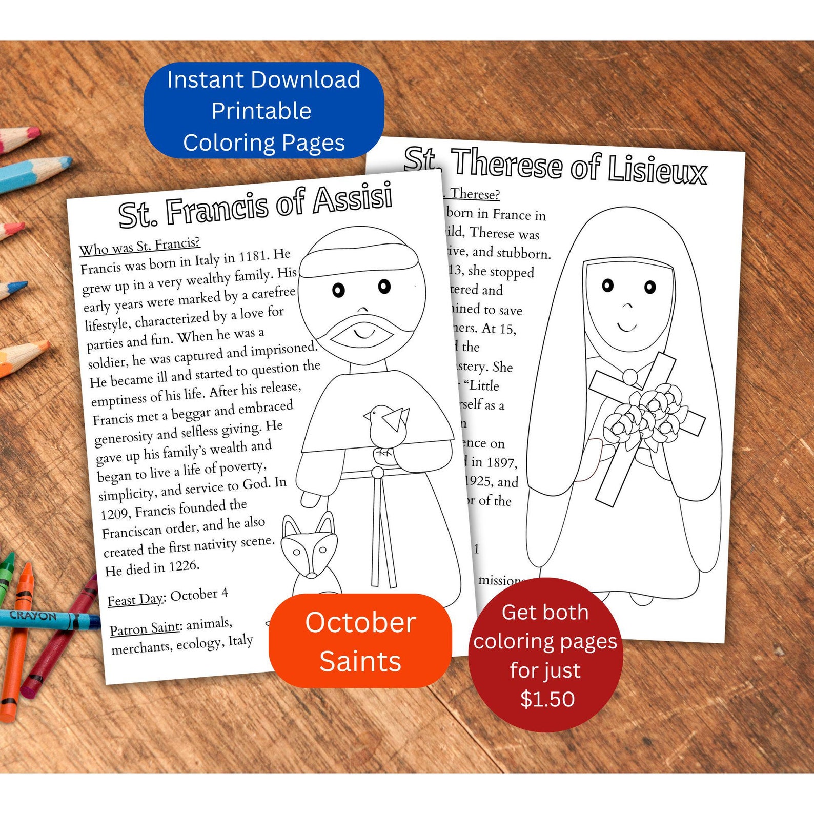 Printable October Saint Coloring Pictures, St. Therese of Lisieux, St ...
