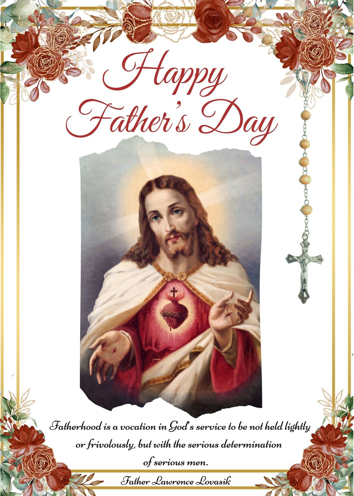 Catholic Father's Day Card, Printable Card for Father, Happy Father's ...