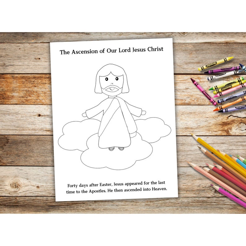 Ascension of the Lord Coloring Page, Printable Jesus Coloring, Catholic ...
