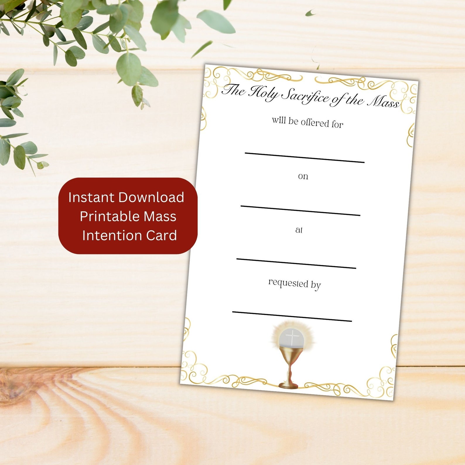 Mass Intention Card / Catholic Mass Card / Printable Mass Card ...