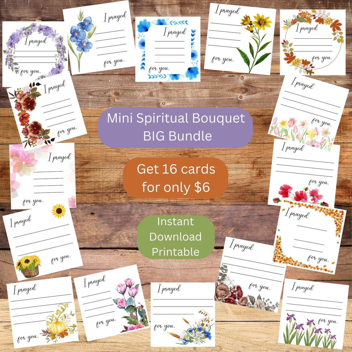 Big Bundle Mini Spiritual Bouquet Printable Cards / Catholic Gift ...