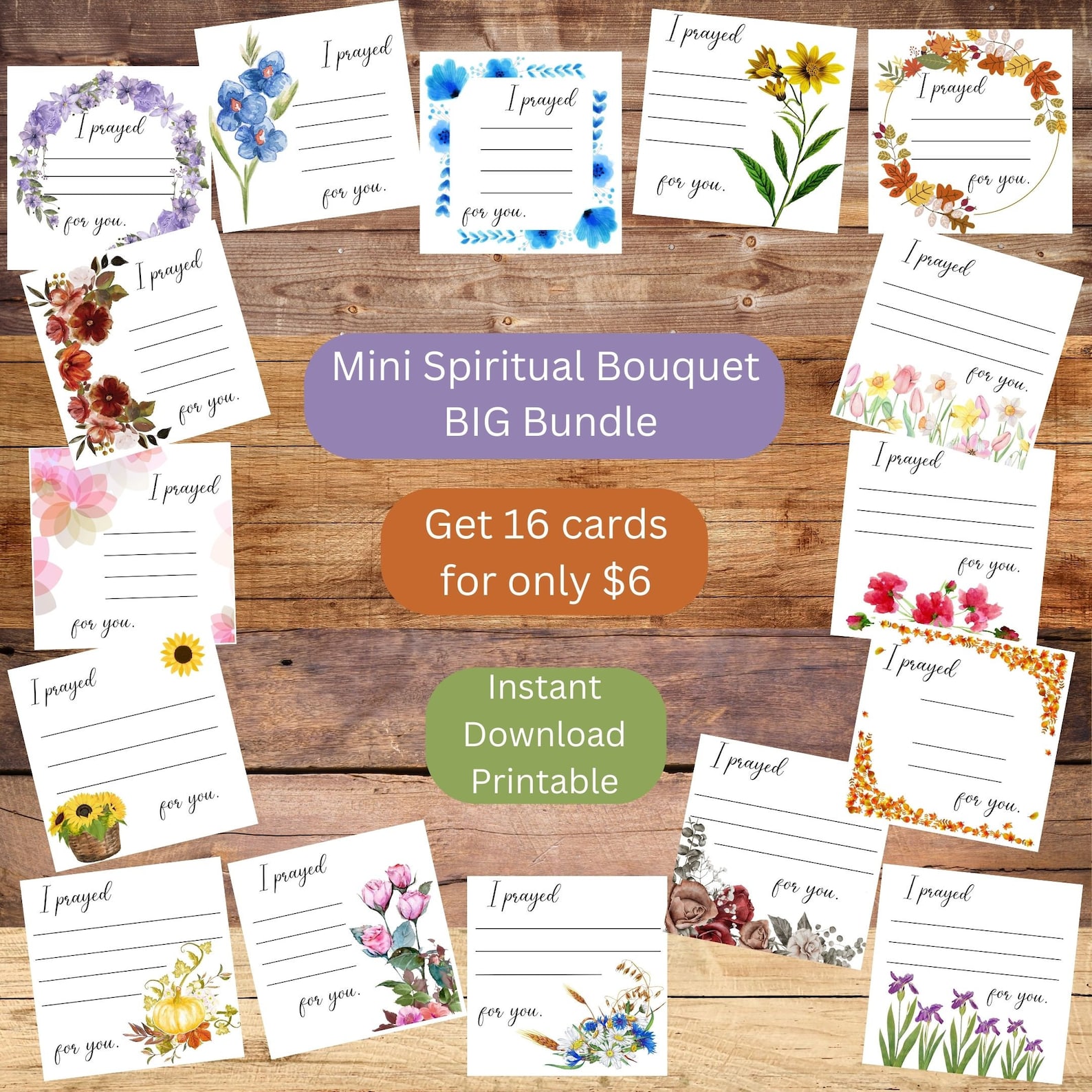 Big Bundle Mini Spiritual Bouquet Printable Cards / Catholic Gift ...
