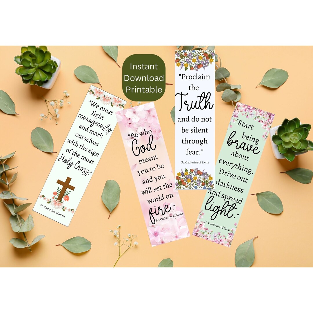 Printable Catholic Bookmarks, St. Catherine of Siena Bookmark Set, Page ...