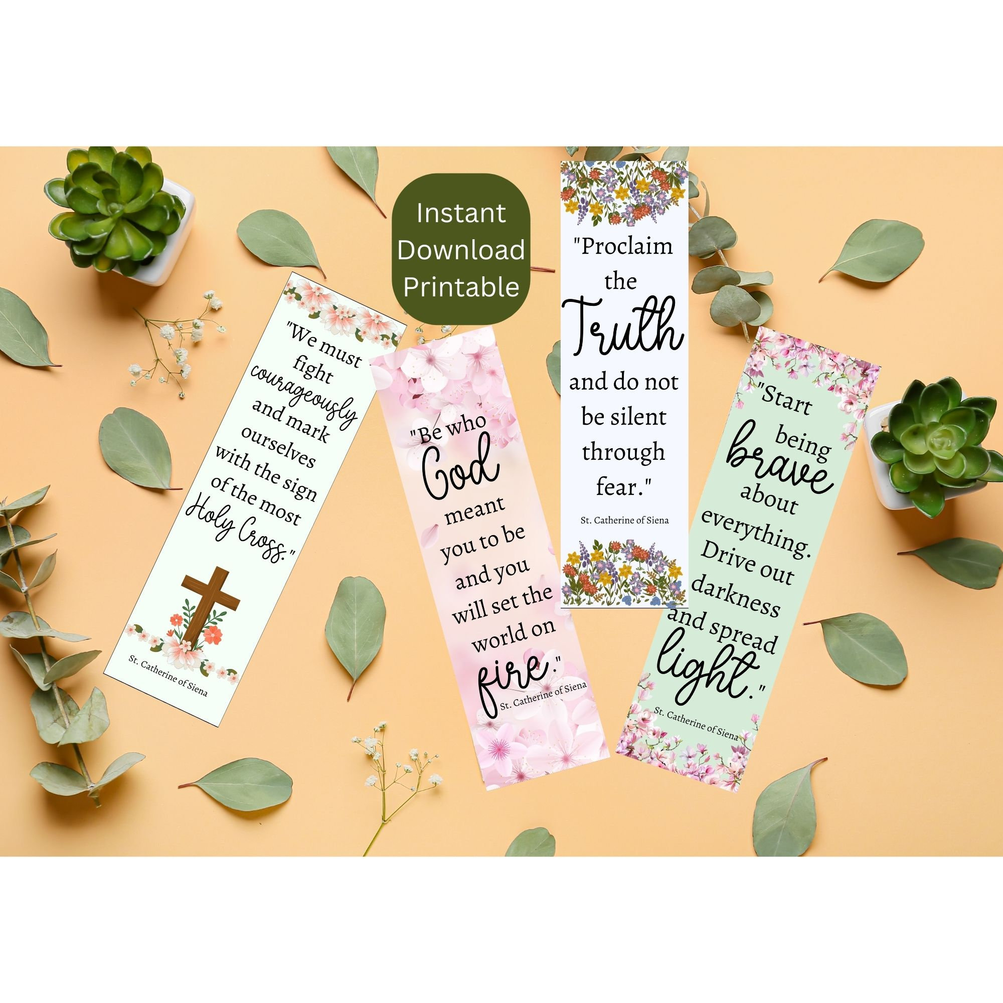 Printable Catholic Bookmarks, St. Catherine of Siena Bookmark Set, Page ...