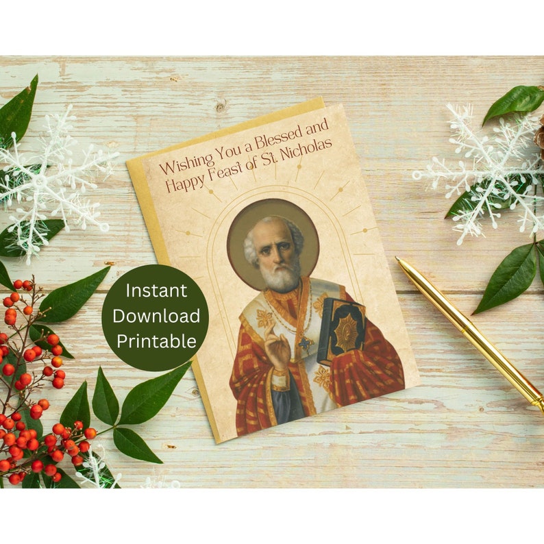 St. Nicholas Day Printable Card, Catholic Greeting, Advent Saint ...