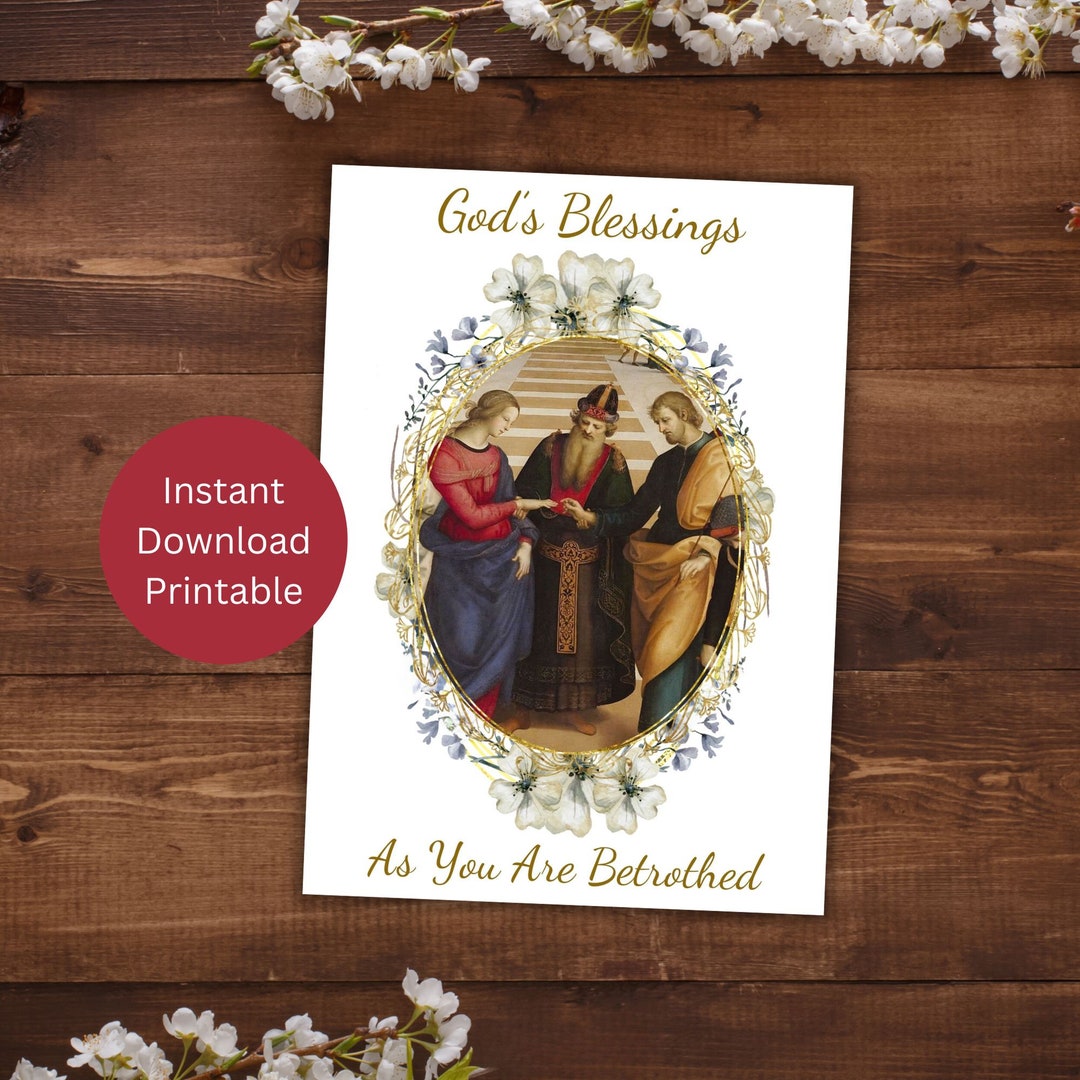 Catholic Betrothal Printable Card, Catholic Greeting Card, Betrothal ...