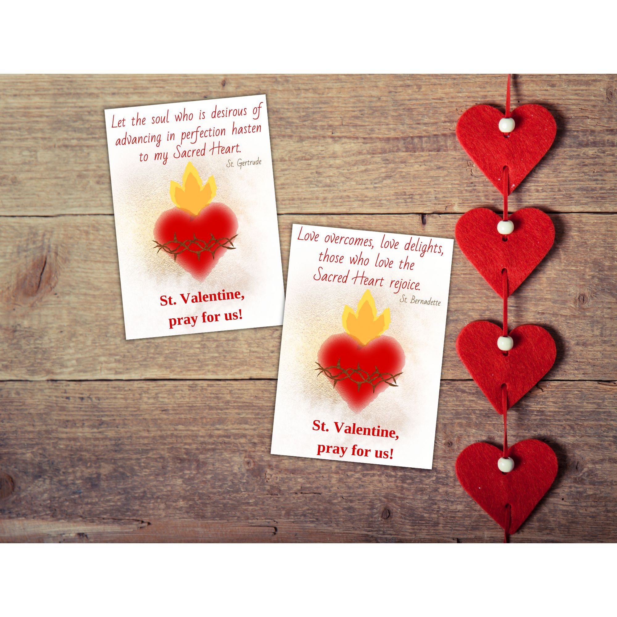 St. Valentine's Day Printable Cards, Sacred Heart Valentines, Catholic ...