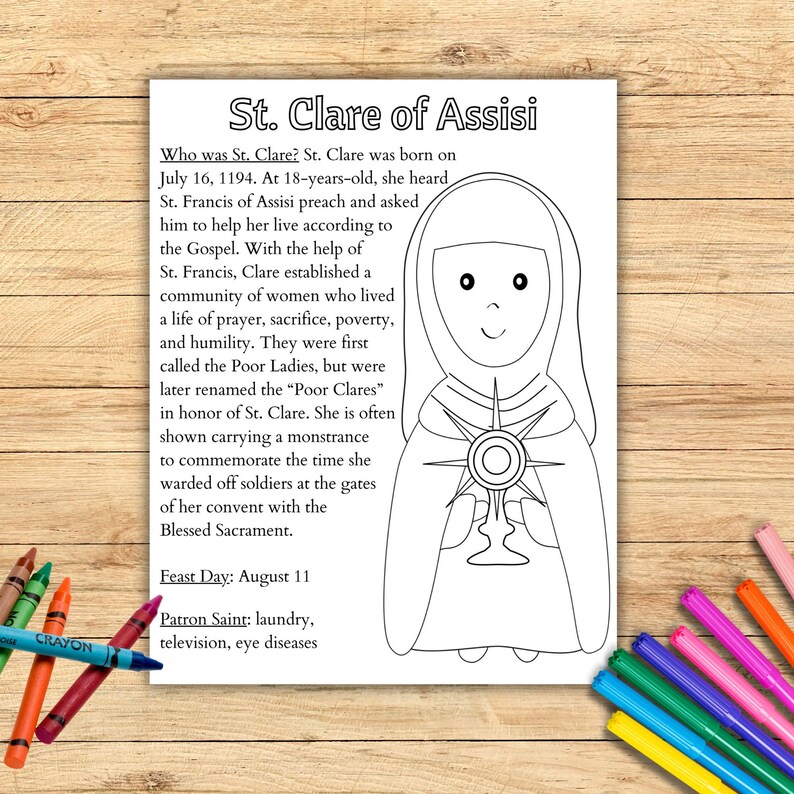 Printable August Saint Coloring Pictures, St. Clare and St. Helen ...