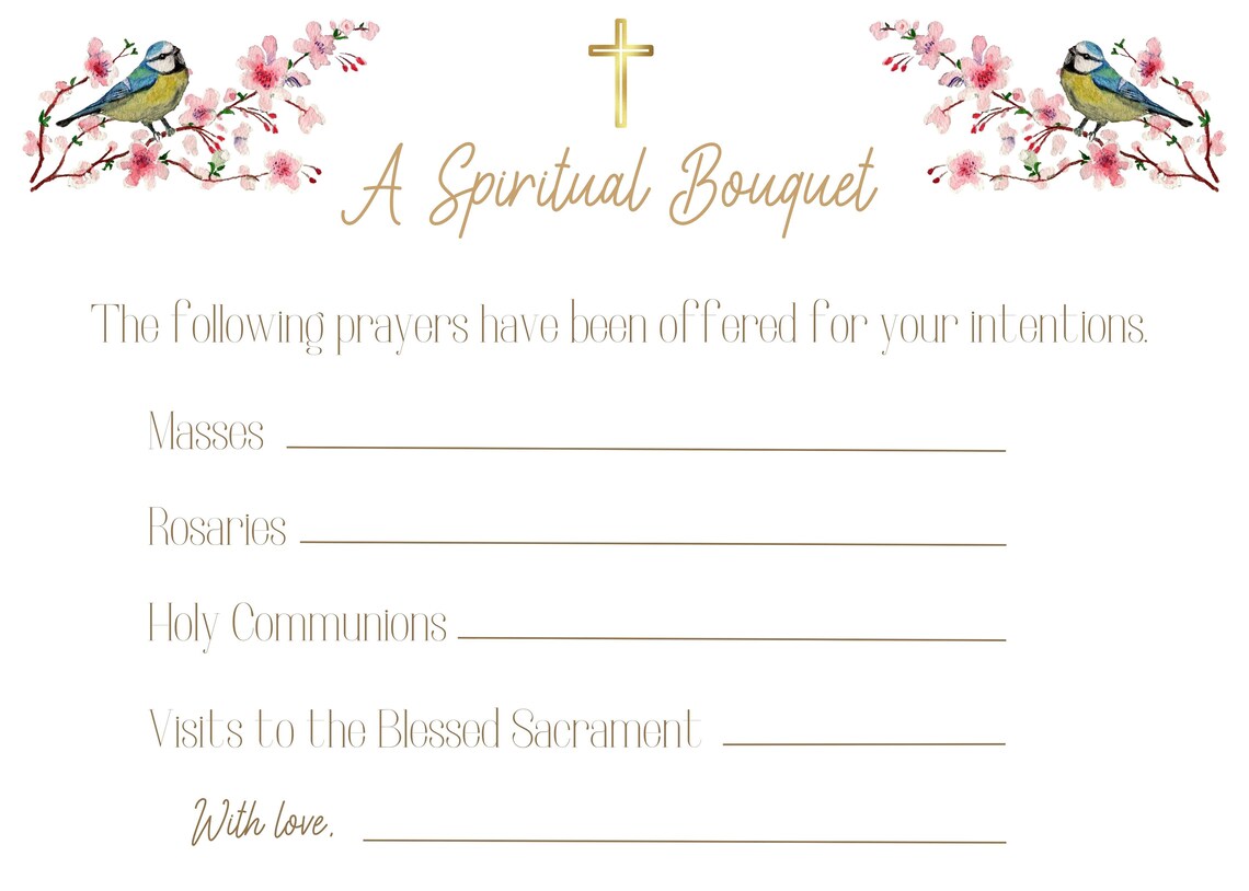 Spiritual Bouquet Printable Card / Catholic Gift / Prayer Card ...