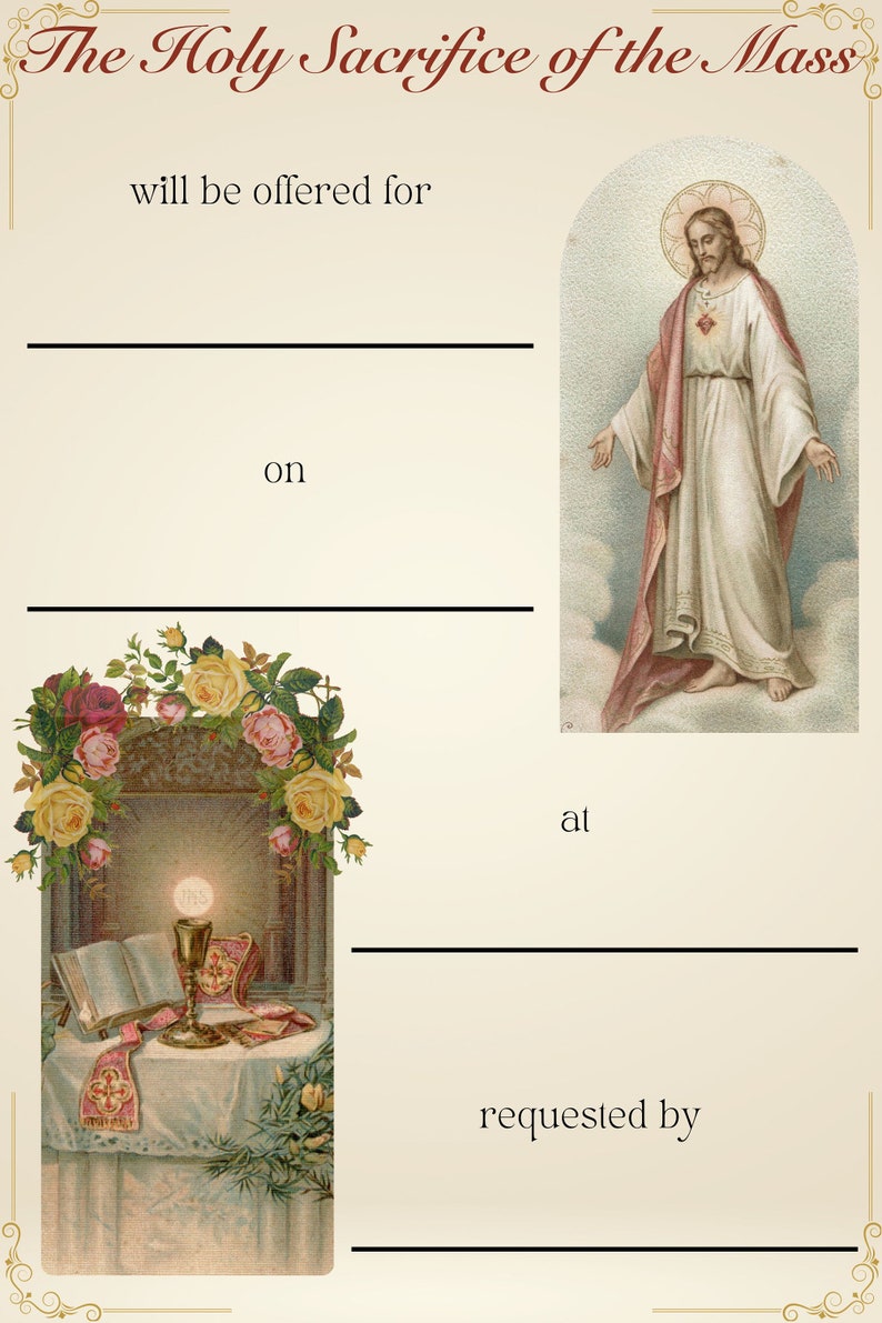 Mass Intention Card / Catholic Mass Card / Printable Mass Card ...