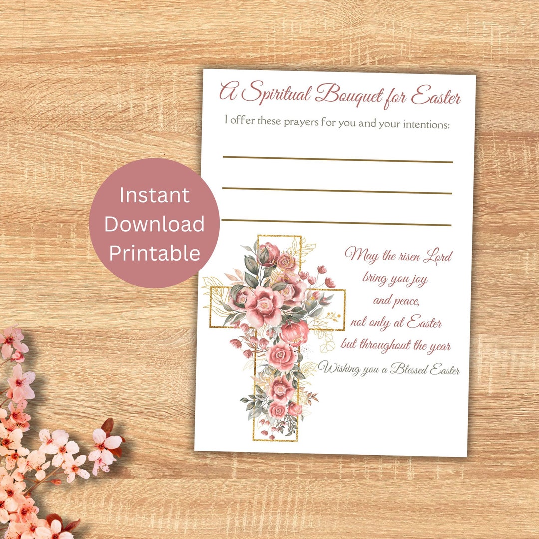 Easter Spiritual Bouquet Card, Printable Prayer Card, Catholic Easter ...