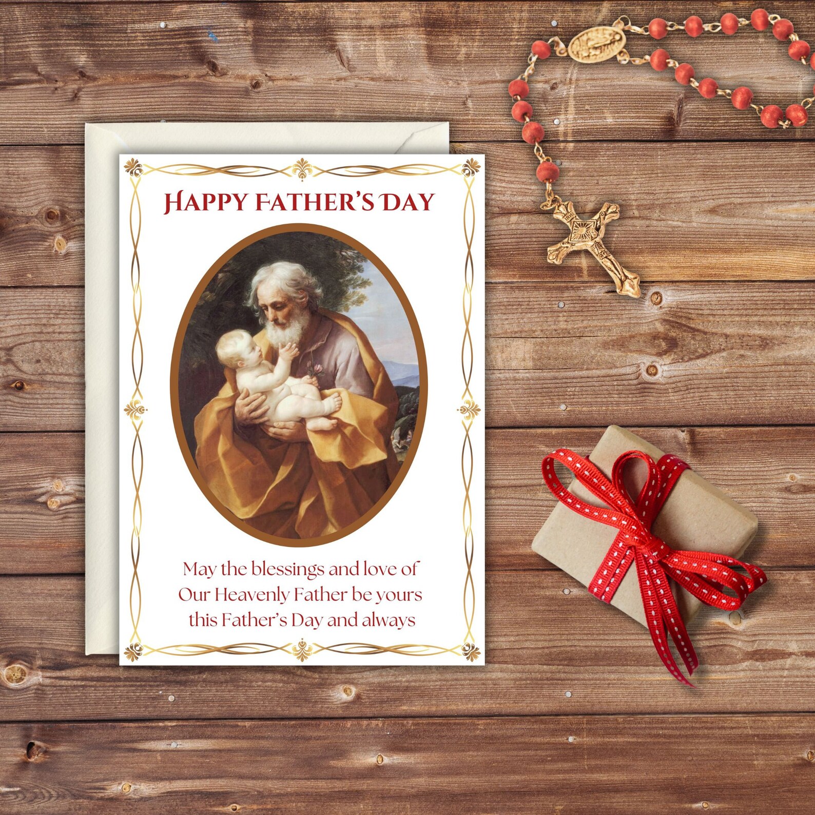Catholic Father's Day Printable Card, Saint Joseph and Jesus, Father's ...