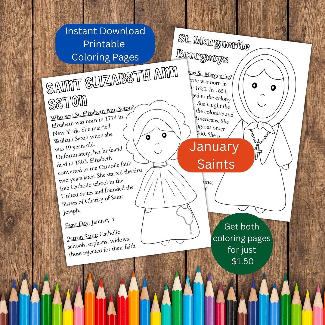 Printable January Saints Coloring Pages, Catholic Kid's Activity Pages ...