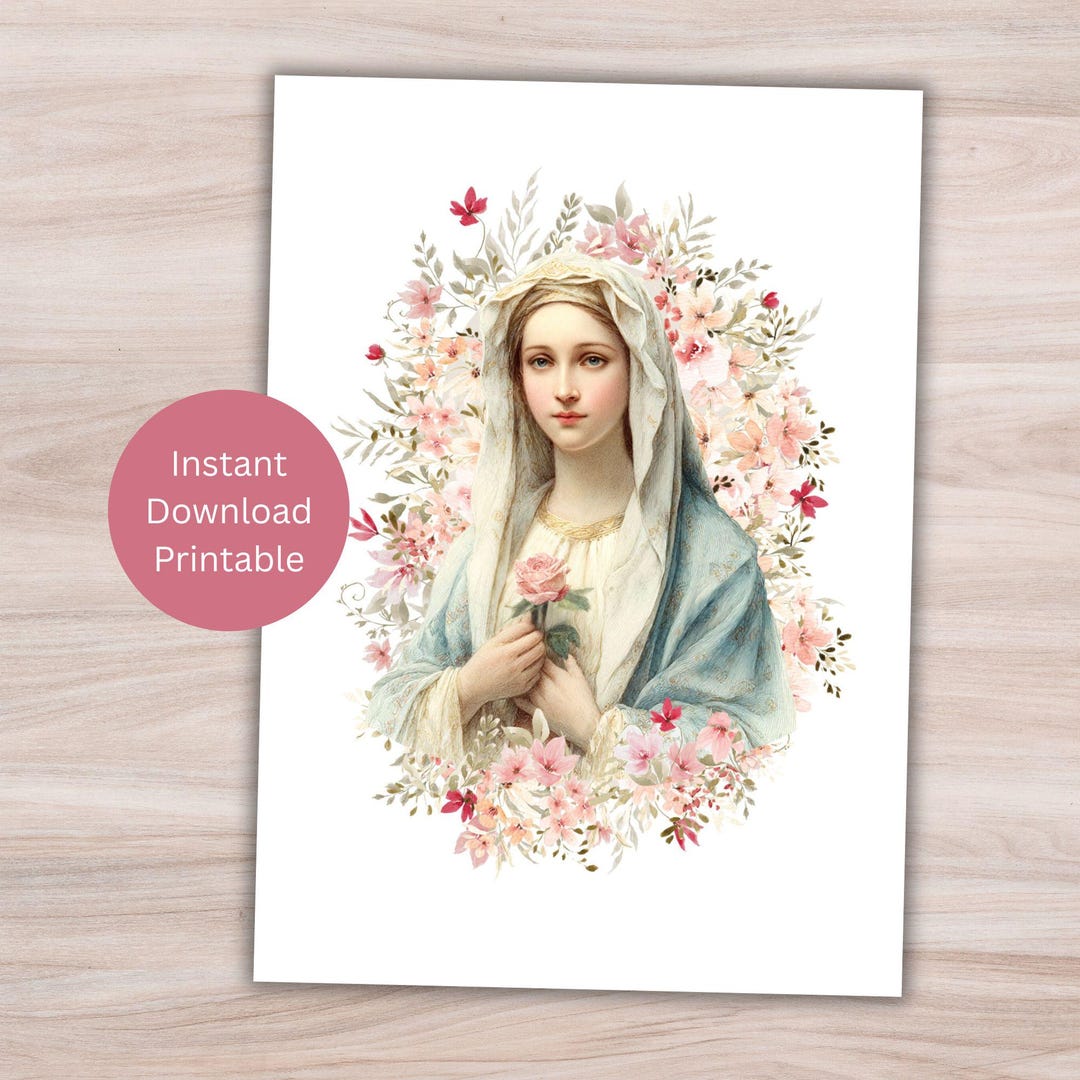 Printable Mary All Occasion Card, Catholic Greeting, Virgin Mary Card ...