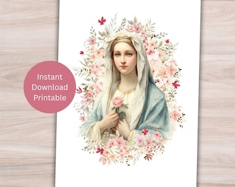 Printable Mary All Occasion Card, Catholic Greeting, Virgin Mary Card ...