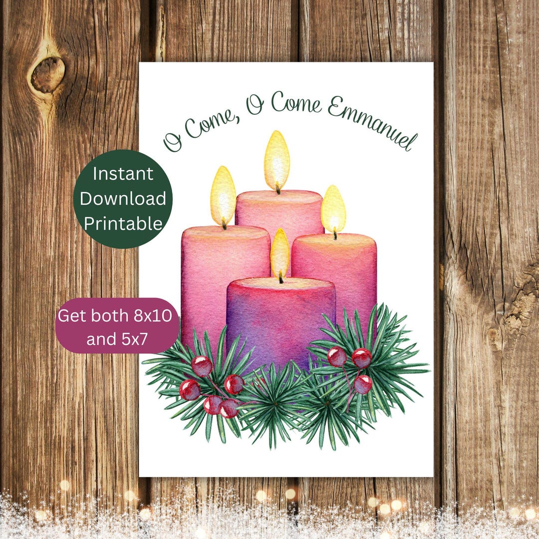 Advent Candles Wreath Art Printable, Catholic Home Decor Instant ...