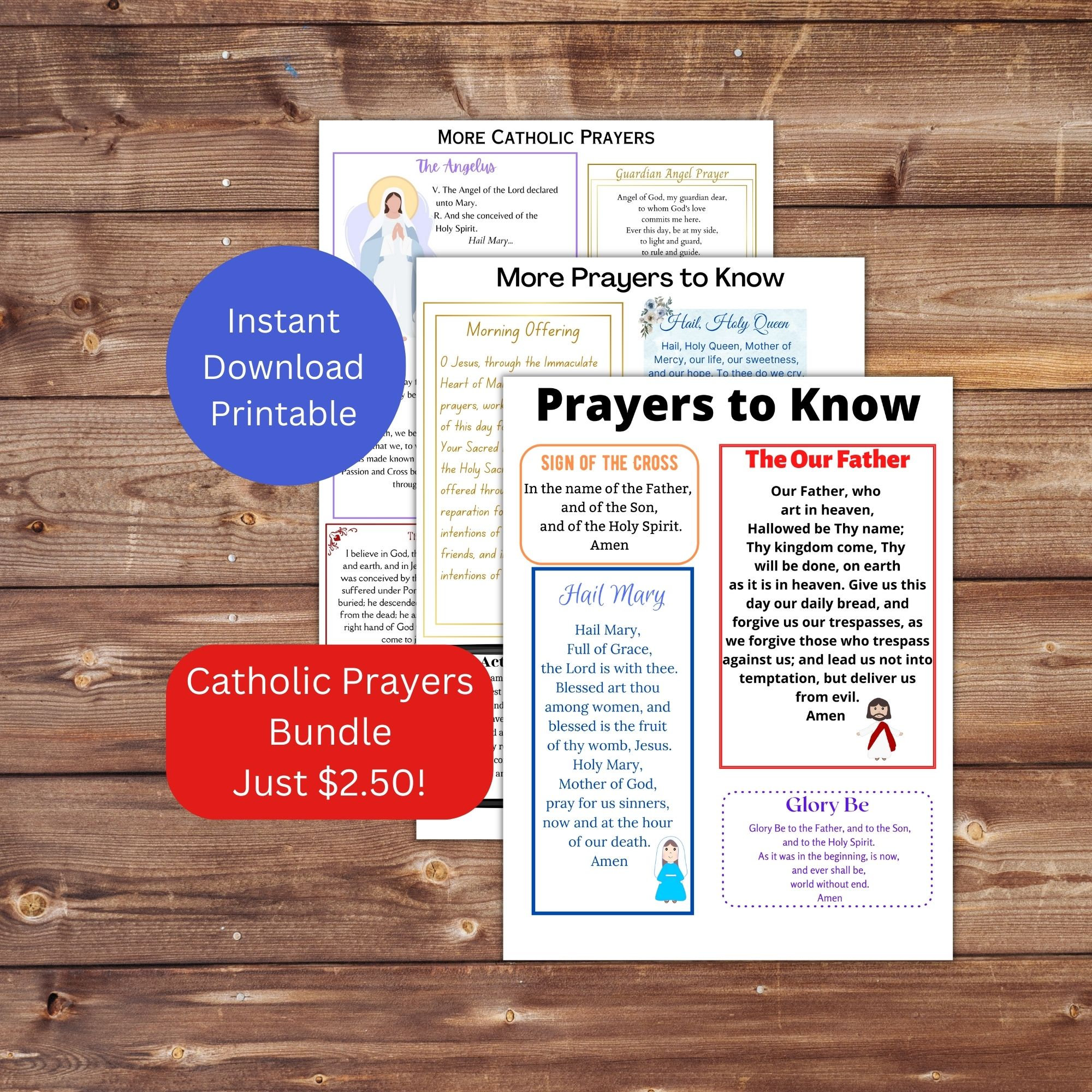 Catholic Prayers Printable Bundle, Prayers for Catholic Children ...