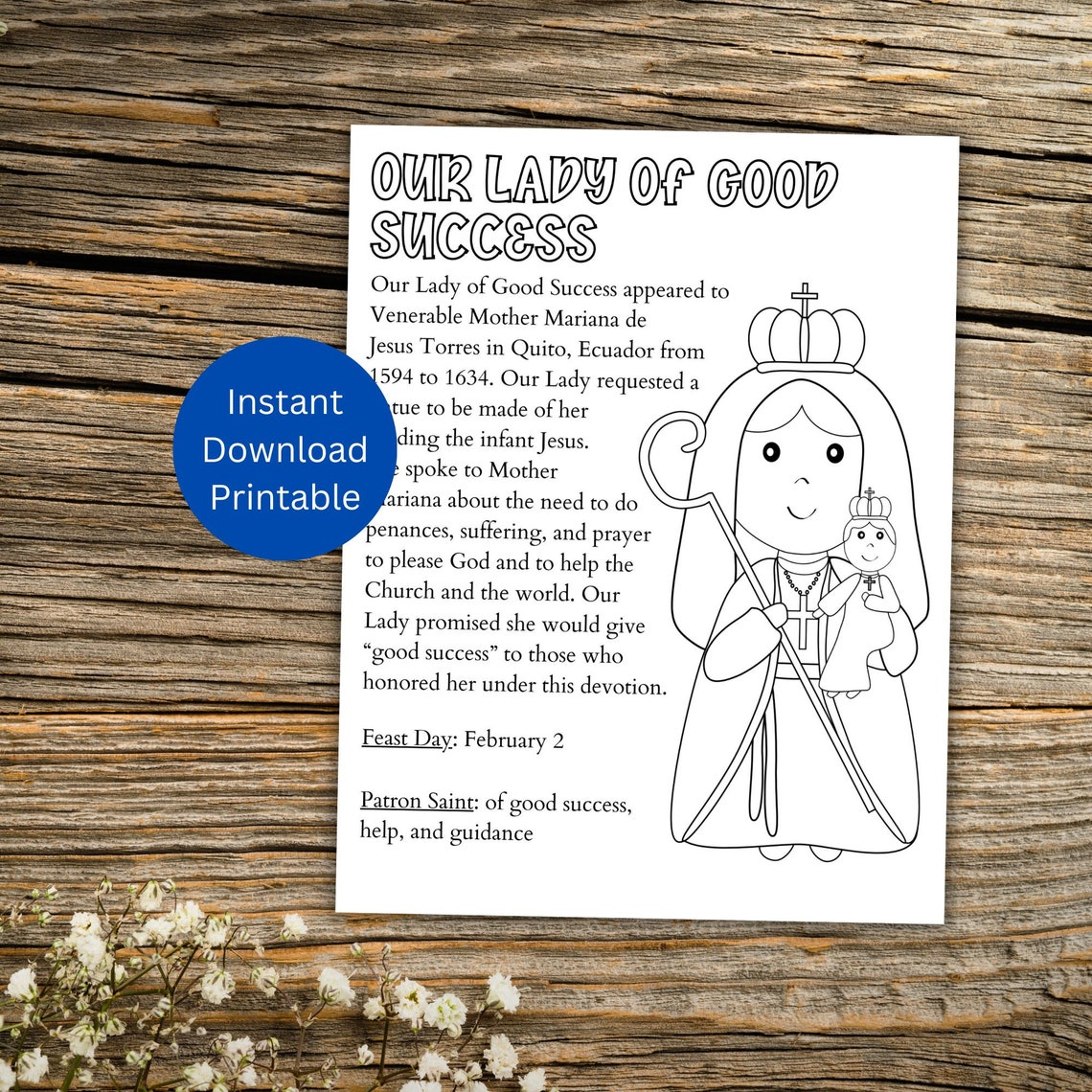 Our Lady of Good Success Coloring Page, Printable Saint Coloring ...