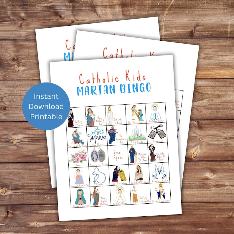 Catholic Kids Bingo Game Bundle, Printable Bingo Cards, Catholic Kid's ...