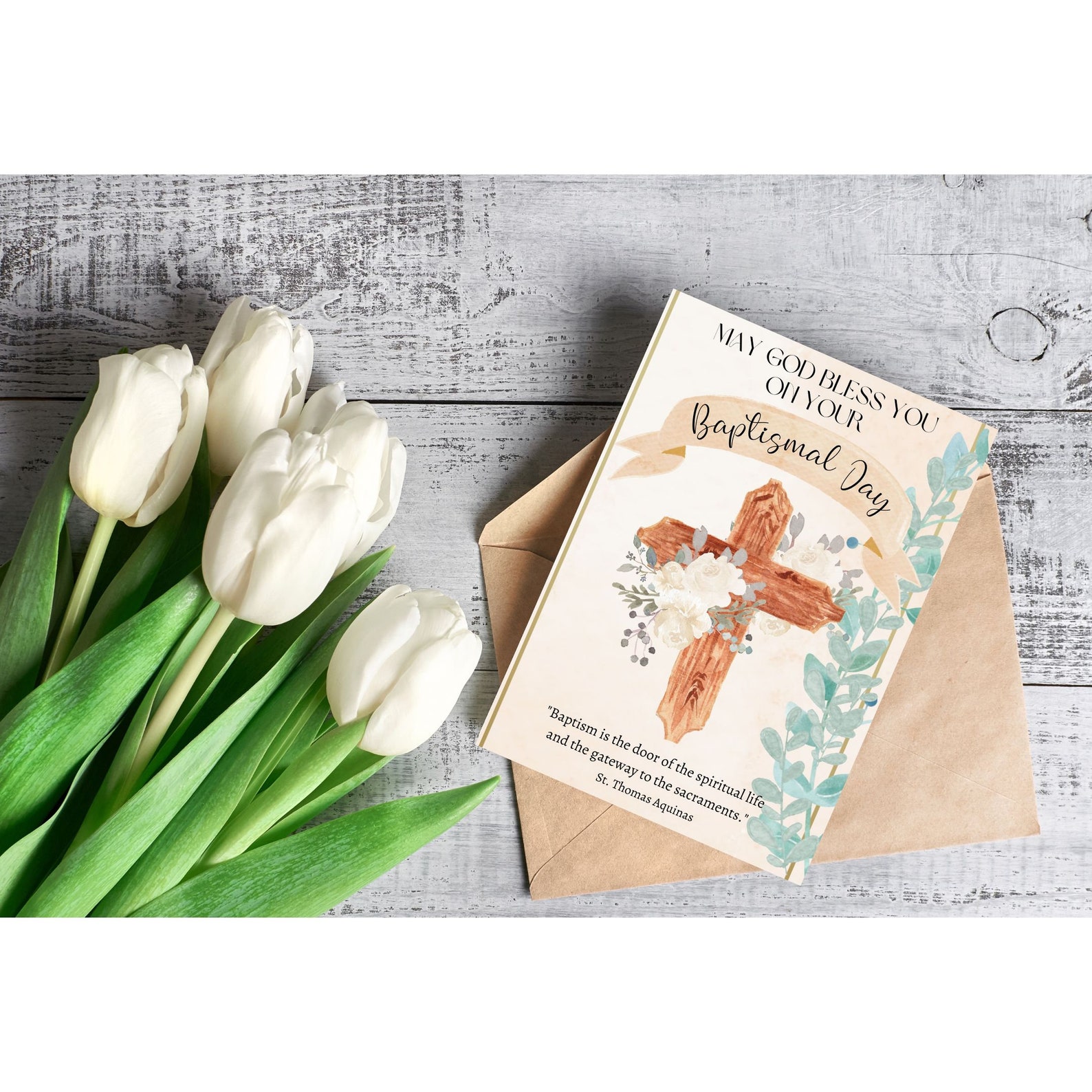 Catholic Baptism Card / Printable Baptism Card / Catholic Printable ...