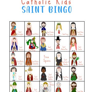 Catholic Saint Bingo, Printable Bingo Cards, Catholic Kid's Activity ...