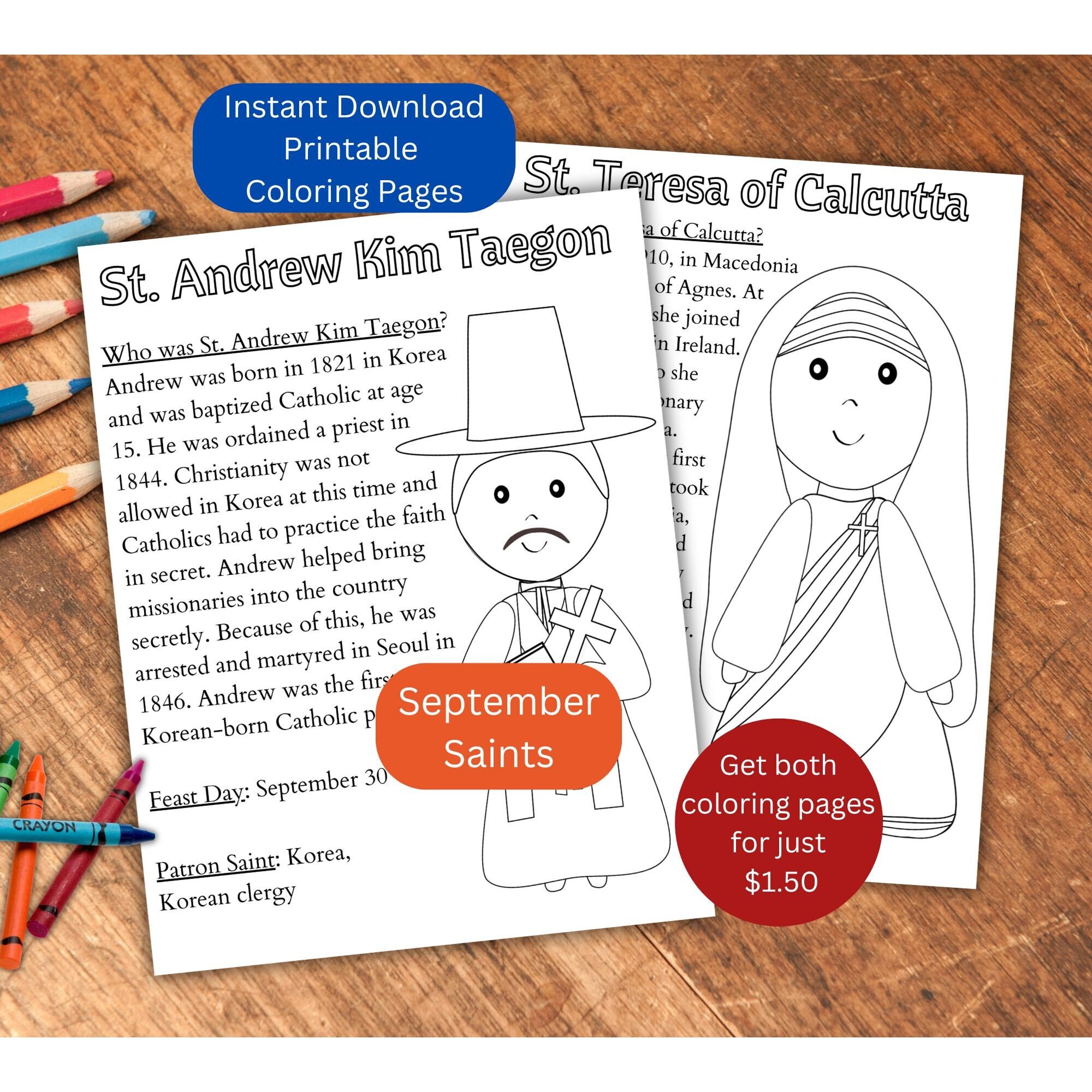 Printable September Saint Coloring Pictures, St. Andrew Kim Taegon, St ...