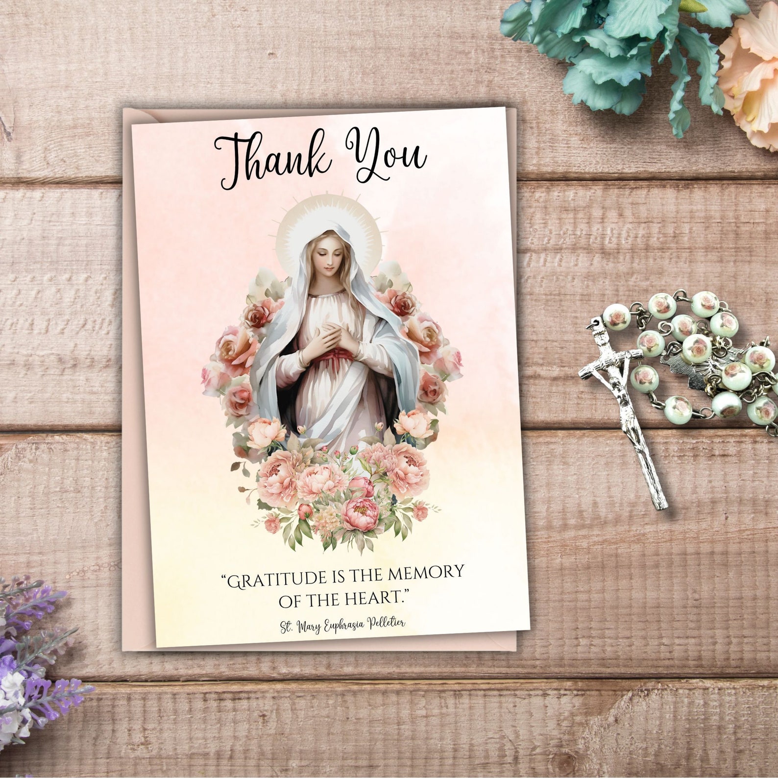 Printable Catholic Thank You Card, Virgin Mary Card, Saint Quote ...