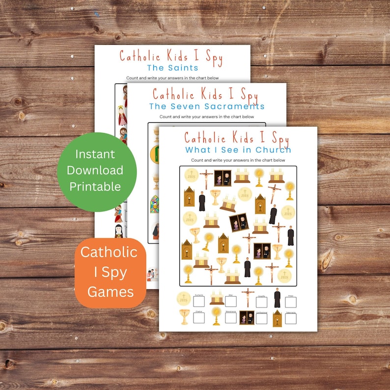 Catholic I Spy Printable Game, Catholic Kid's Activity, Religious ...