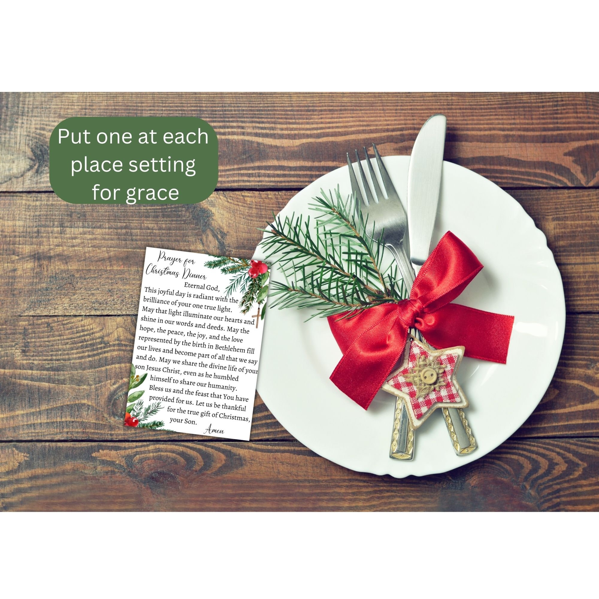 Christmas Prayer Cards, Printable Christmas Dinner Prayer, Christmas ...