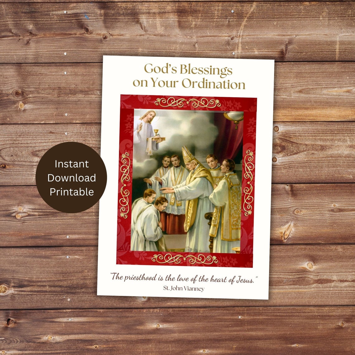 Ordination Card for Priest, Printable Catholic Greeting for Priest ...