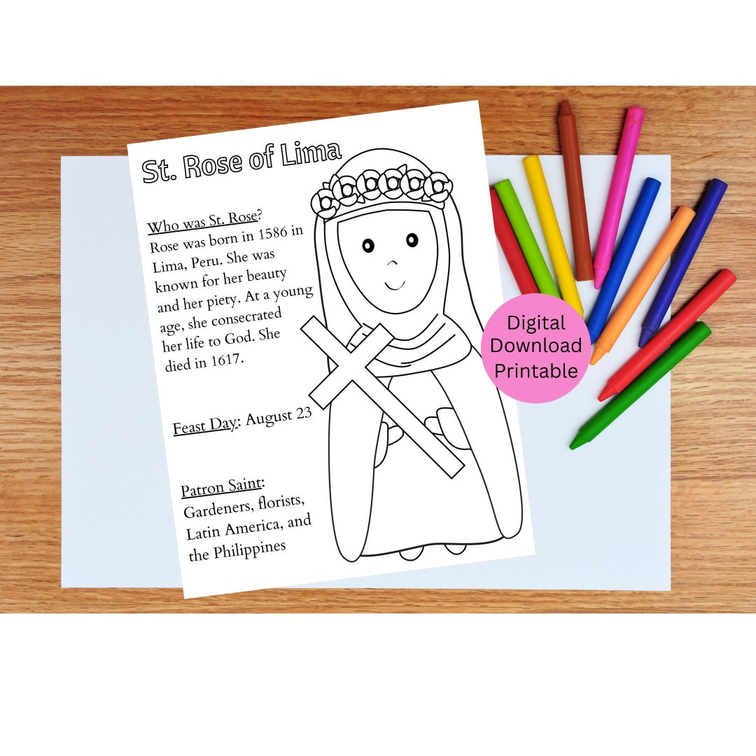 St. Rose of Lima Coloring Page / Printable Saint Coloring Page ...