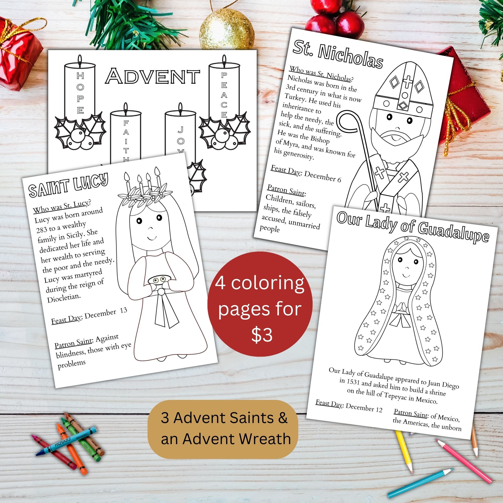 Printable Advent Coloring Pages Bundle / Catholic Kids Coloring / St ...