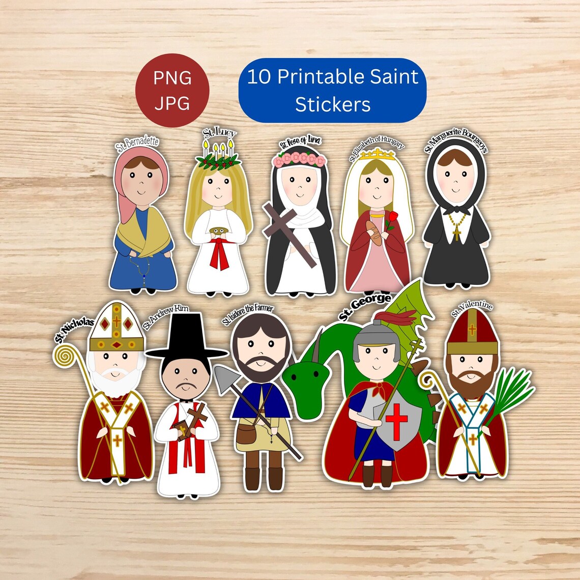 Catholic Saints Printable Stickers, Female and Male Saints, Catholic ...