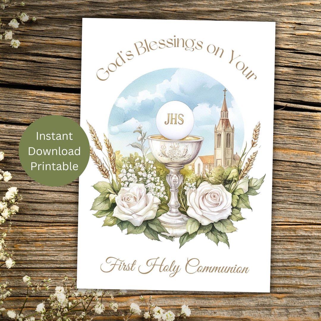 Catholic First Holy Communion Card, Printable Catholic Sacrament ...