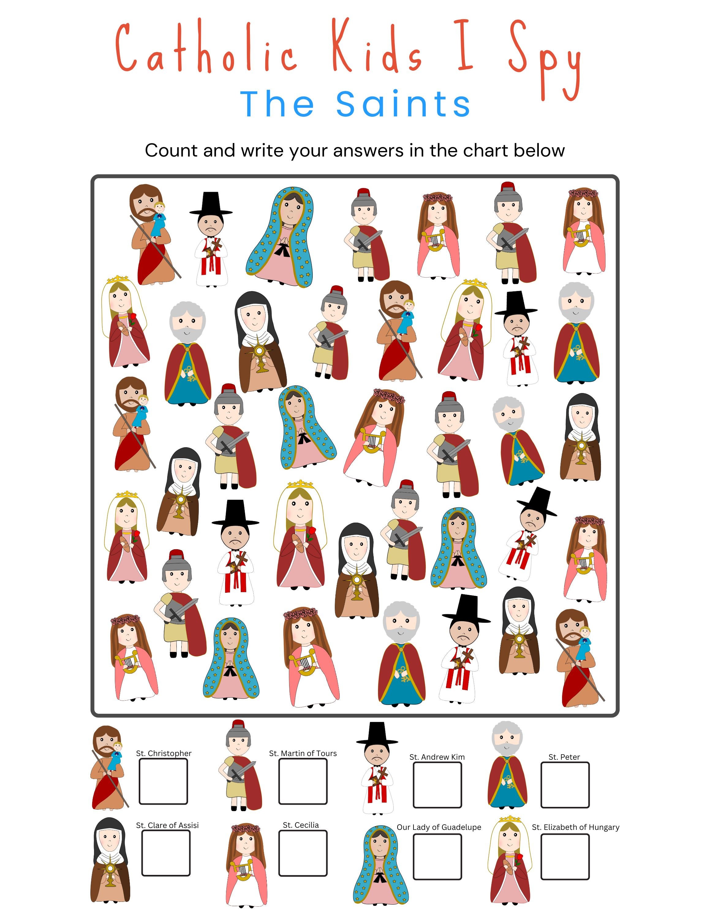 Catholic I Spy Printable Game, Catholic Kid's Activity, Religious ...