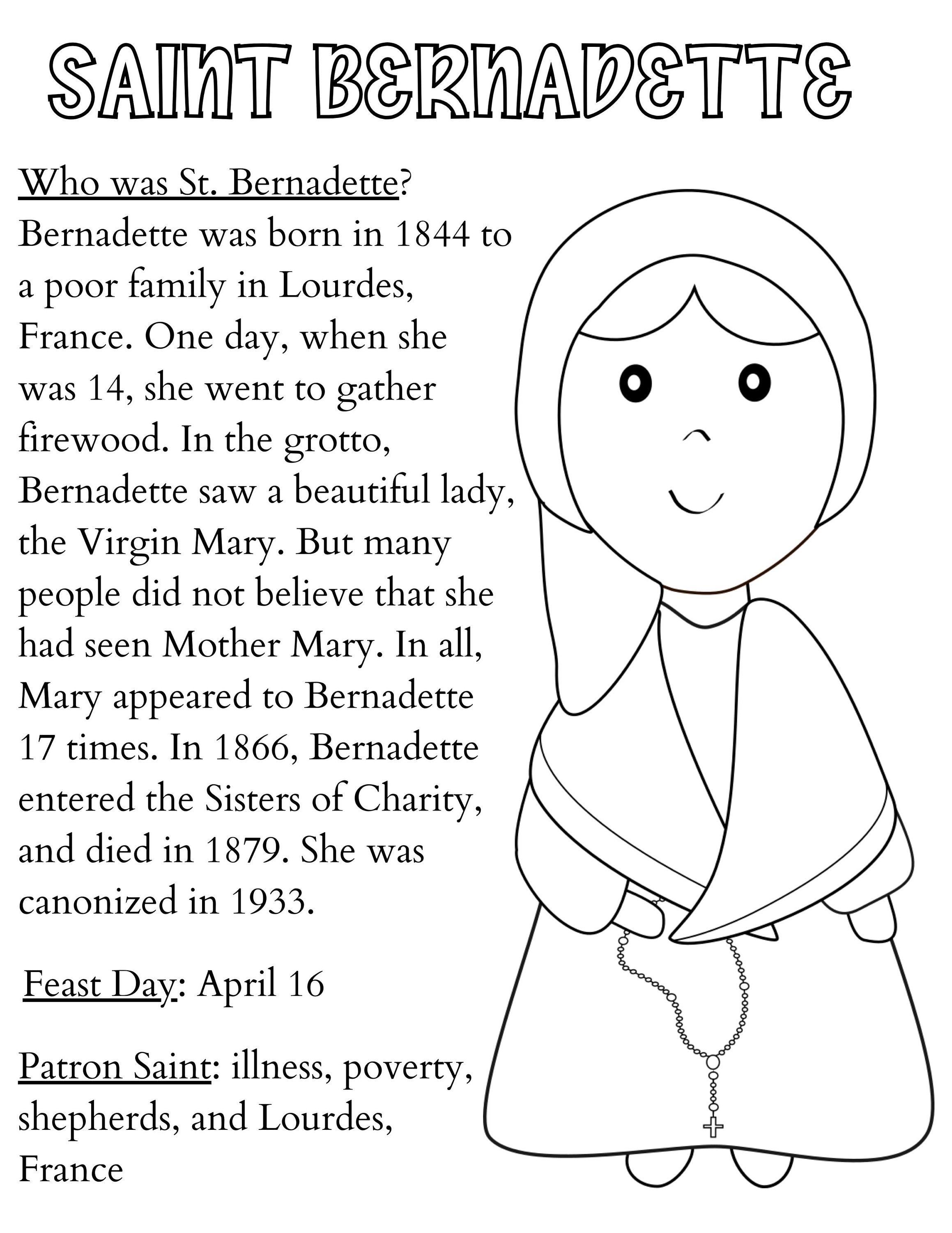 Printable Saint Coloring Pages, April Saints Pictures to Color, St ...