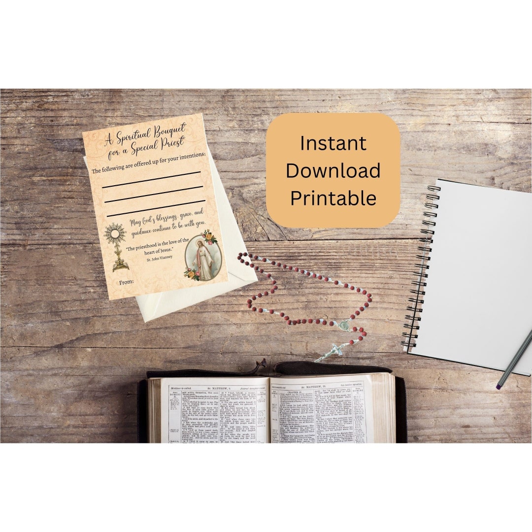 Priest Spiritual Bouquet Printable Card / Catholic Gift / - Etsy
